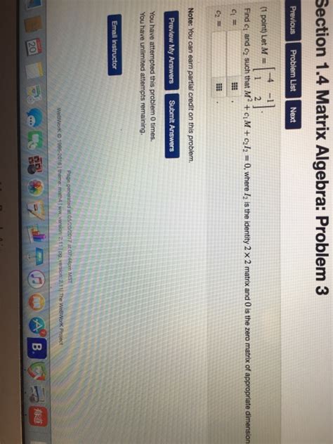 Solved Section 1 4 Matrix Algebra Problem 3 Previous