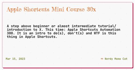 Apple Shortcuts Mini Course 30x • Nerdy Momo Cat