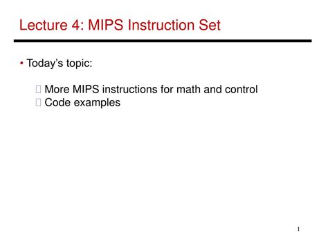 Ppt Lecture 4 Mips Instruction Set Powerpoint Presentation Free Download Id9239410
