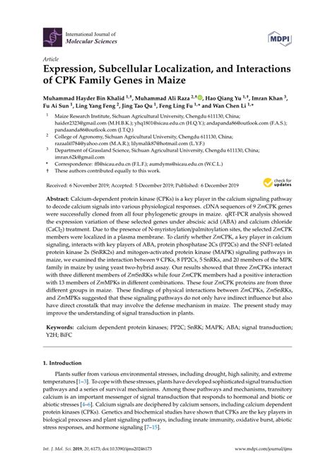 Pdf Expression Subcellular Localization And Interactions Of Cpk