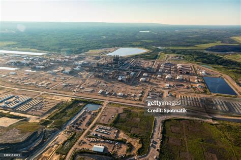 Aerial View Alberta Industrial Oil Refinery Storage Plant High Res