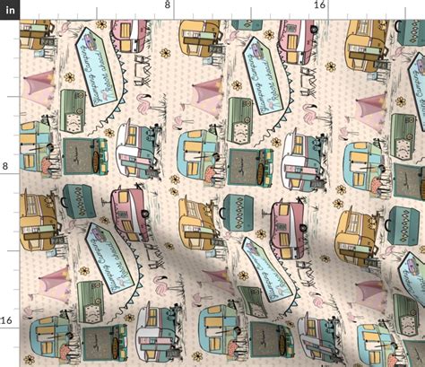 Sideway Orientation Retro Camping Fabric Spoonflower