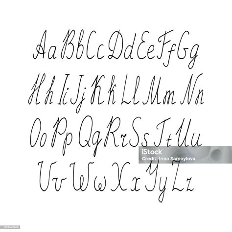 영어 알파벳 손으로 그린 벡터 흑백 문자 서면 글꼴 필기에 대한 스톡 벡터 아트 및 기타 이미지 필기 개체 그룹 검은색 Istock