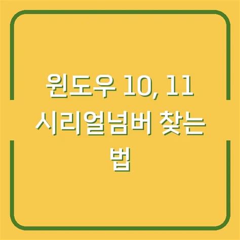 윈도우 10 11 시리얼넘버 찾는 법