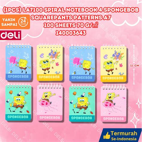 Jual Deli Buku Catatan Note Notebook Spiral Motif Spongebob Ukuran A7 Isi 100 Sheet La7100