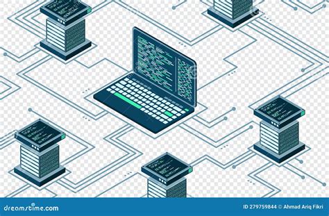 Abstract Isometric High Technology Concept Cloud Storage Isometric Illustration Big Data