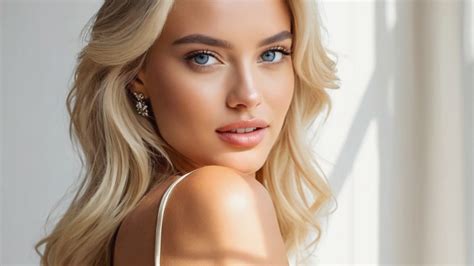 Молодая голубоглазая женщина блондинка у окна · 1920x1080 Full Hd бесплатная фотография от