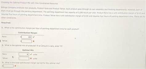 Solved Choosing The Optimal Product Mix With One Constrained