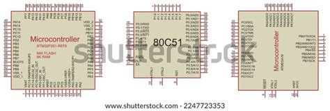 Conditional Graphic Designations Microcontroller Chips Vector เวกเตอร์