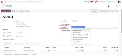 how to set multiple prices per product and discounts in odoo 17 sales