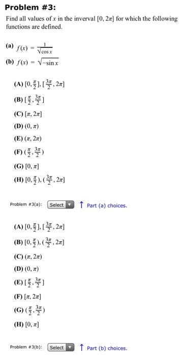 Solved Problem Find All Values Of X In The Inverval Chegg