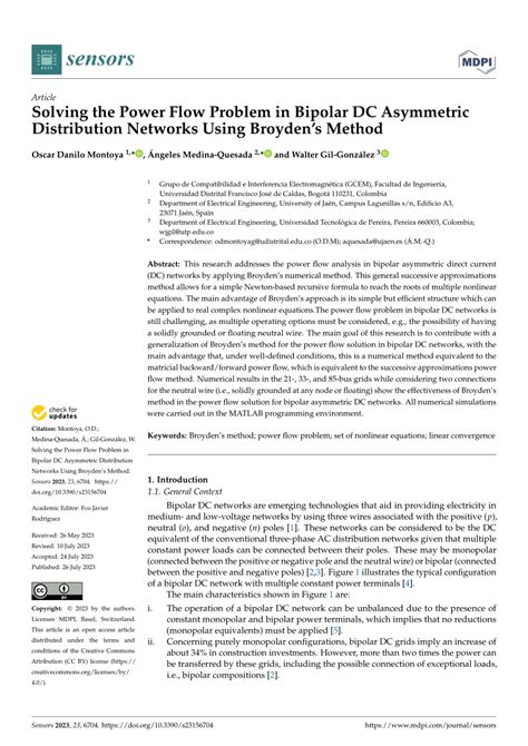 Pdf Solving The Power Flow Problem In Bipolar Dc Asymmetric