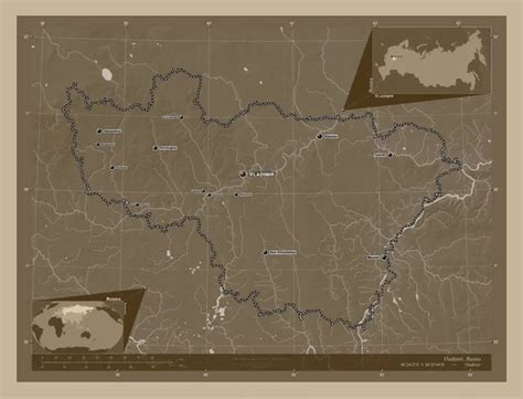 Vladimir Region Russia Elevation Map Colored Wiki Style Lakes Rivers
