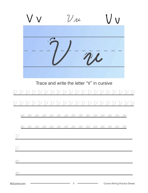 How To Write Cursive V Worksheet Tutorial