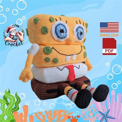Spongebob Stacking Toy Crochet Pattern Cartoon Crochet Stuffed