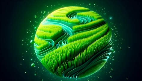 A Planet With Green Grass And A Green Planet On It Premium Ai