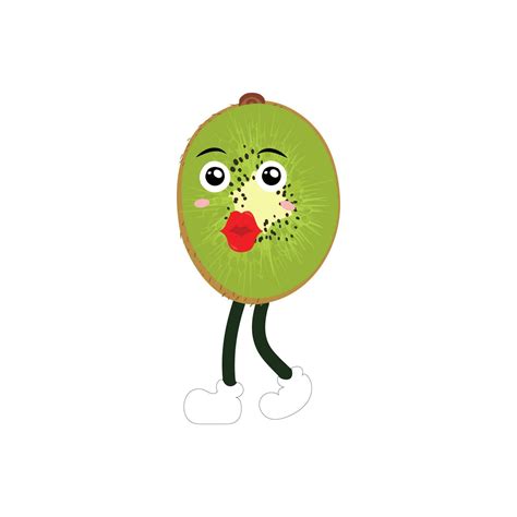 Cute Kiwi Cartoon With Happy Facial Expressions And Different Pose
