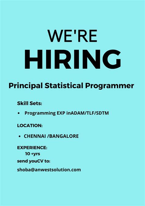 Hiringnow Statisticalprogramming Principal Programmers Sdtm Tlf