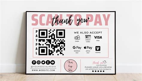 Editable QR Code Sign Printable Payment Sign Scan To Pay Template Scan To Pay Sign Scan To