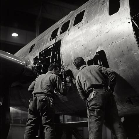 Engineers Inspecting And Maintaining The Structural Integrity Of An Aircraft Premium Ai