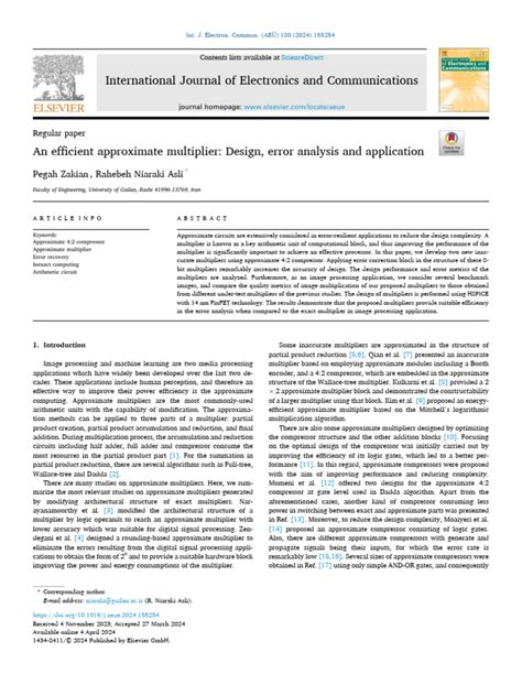An Efficient Approximate Multiplier Design Error Analysis And Application Pdf