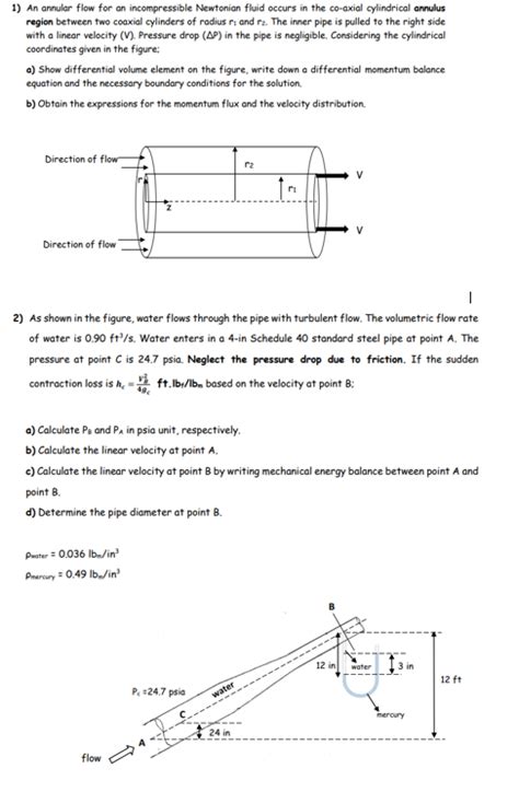 Solved 1 An Annular Flow For An Incompressible Newtonian