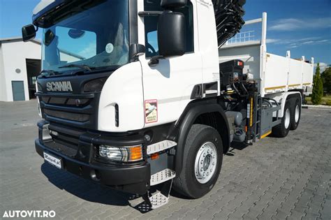 Utilizat Scania P 410 6x4 BasculĂ 6 M Hiab Xs 211 Hds