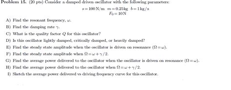 Solved Problem 15 20 Pts Consider A Damped Driven