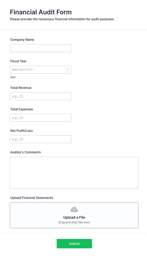 Financial Audit Form Template Jotform