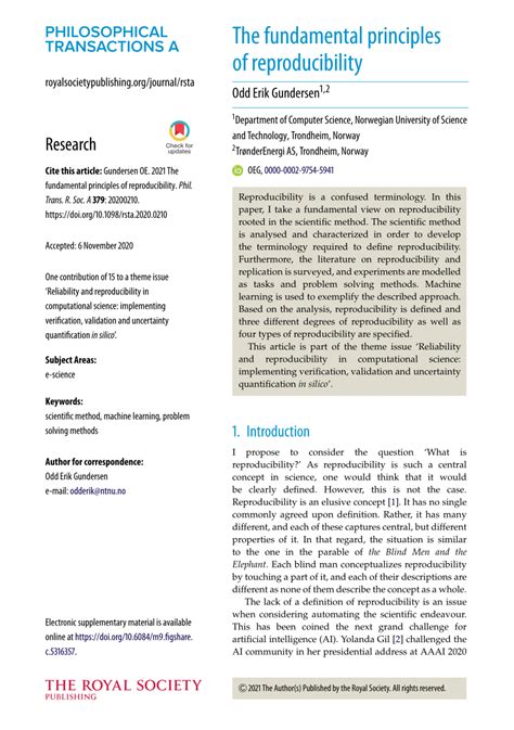 The Fundamental Principles Of Reproducibility Request Pdf