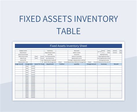 Free Fixed Asset Inventory Templates For Google Sheets And Microsoft Excel Slidesdocs