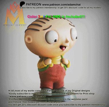 🦅 Stewie Griffin Bambu 3mf Color File Is Included Classic Cartoon