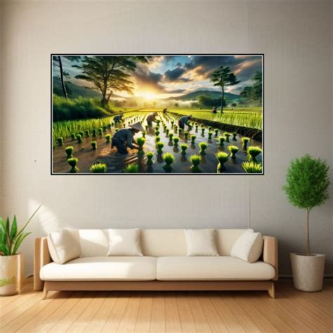 Jual Hiasan Dinding Petani Menanam Padi Sawah Dekorasi Rumah Ruangan Tamu Kamar Tidur Pajangan
