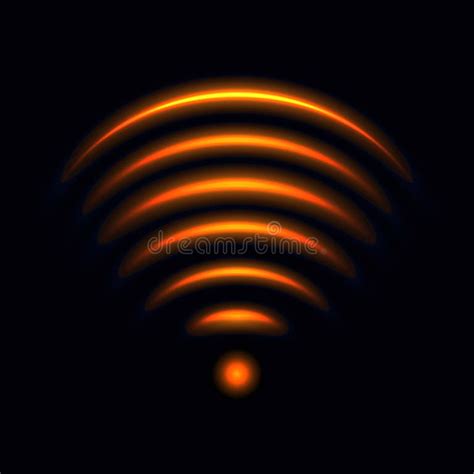 Wi Fi Light Effect Orange Glowing Signal Sensor Waves Internet Wireless Connection Stock Vector