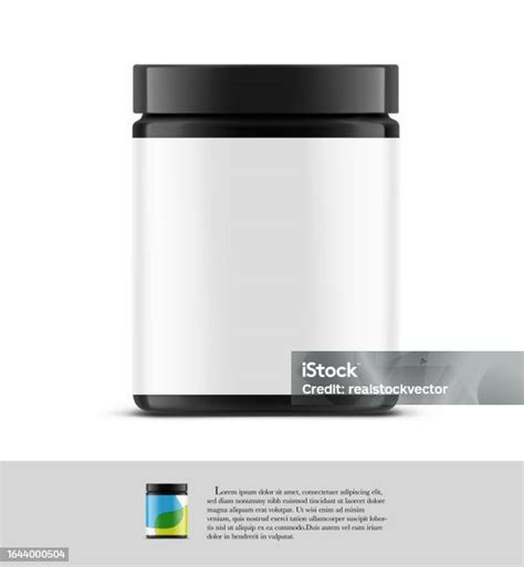 샘플이 있는 사실적인 검은색 항아리 모형 흰색 배경에 분리된 벡터 그림입니다 3차원 형태에 대한 스톡 벡터 아트 및 기타 이미지 3차원 형태 가냘픈 건강관리와 의술