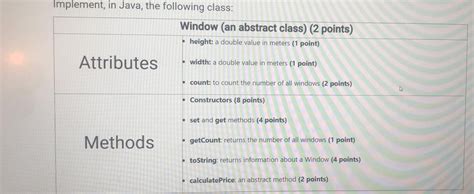 Solved Implement In Java The Following Class Window An Chegg