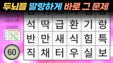 100세 두뇌88 30초안에 다 찾으면 초고수 인정 숨은단어찾기 치매예방 재미있는 퀴즈 기억력 인지력 집중력 7080 Youtube