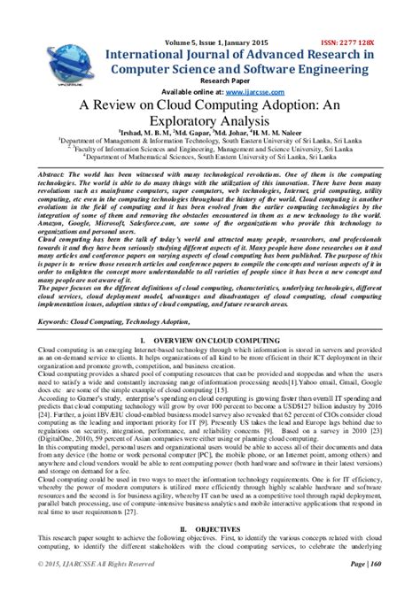 Pdf A Review On Cloud Computing Adoption An Exploratory Analysis