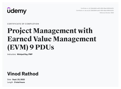 Vinod Rathod Pmp® On Linkedin Udemy Course Completion Certificate
