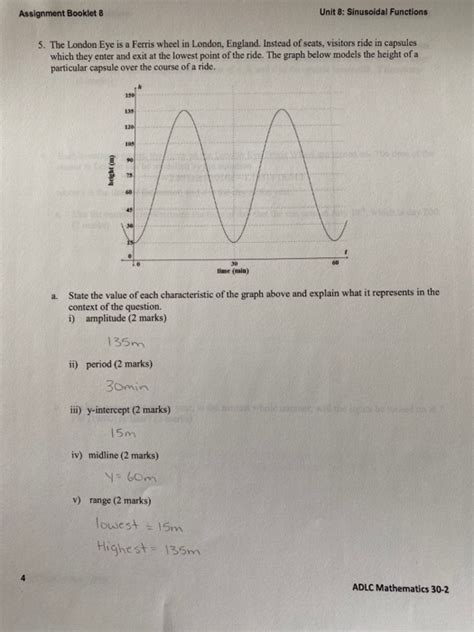 Solved Assignment Booklet 8 Unit 8 Sinusoidal Functions 5