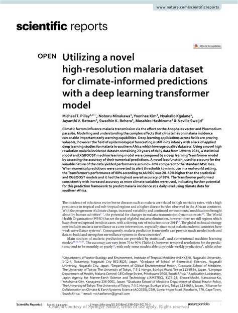 Pdf Utilizing A Novel High Resolution Malaria Dataset For Climate Informed Predictions With A