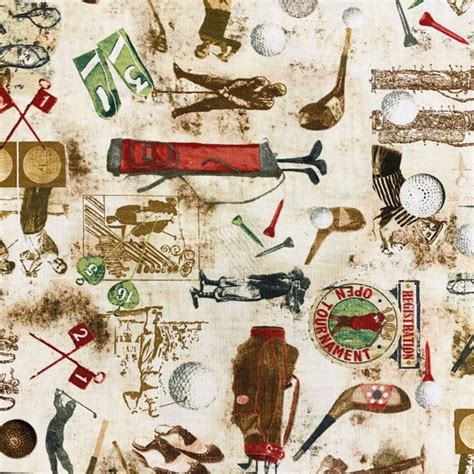 Vintage Golf Fabric Etsy