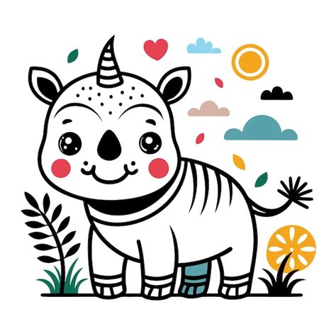 a rhino with an unicorn vector flat design premium ai generated vector