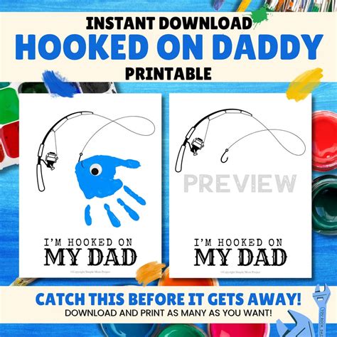 Handprint Hooked On Daddy Printable Craft Activity Etsy