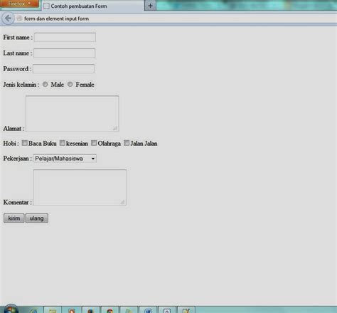 Form Dan Element Form Dalam HTML Berikut Contohnya