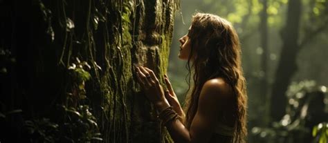 Premium AI Image Nature Lover Hugging Trunk Tree With Green Musk