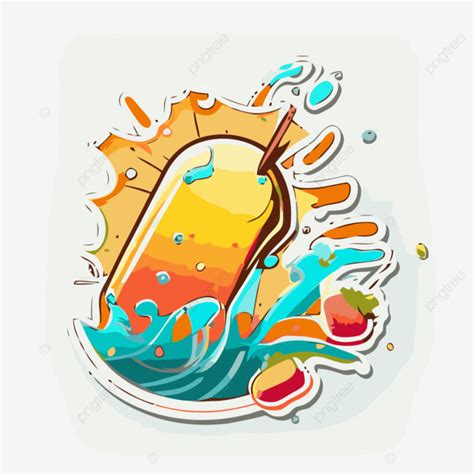 물 그림에서 아이스크림의 스플래시 벡터 고립 된 만화 여름 스플래시와 스티커 디자인 상표 Png 일러스트 및 벡터 에 대한 무료 다운로드 Pngtree