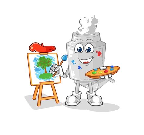 배기 아티스트 마스코트 만화 벡터 프리미엄 벡터