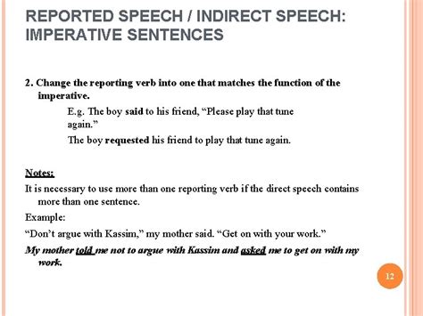 REPORTED SPEECH Imperatives REPORTED SPEECH ORDERS AND