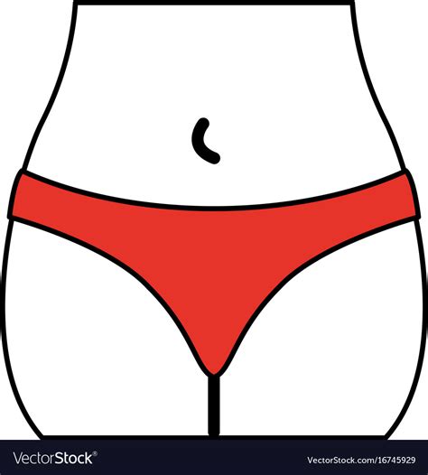 Flat Line Woman Body In Panties With Hint Color Vector Image